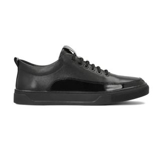 Kazar Schwarze Ledersneaker mit eleganten Eins&auml;tzen - - Shoes - Herren - Schwarzk - 44 EU