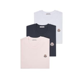 Moncler Moncler Logo Patch Cotton T-shirt (pack Of Three), Women, Multicolour, Size: Xl