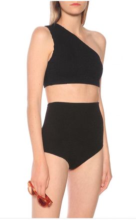 Bottega Veneta Black Smocked Jersey Bikini Size XXS