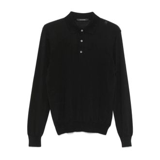 Tagliatore Schwarzes lang&auml;rmeliges Poloshirt - - Knitwear - Herren - Schwarzk - 3XL