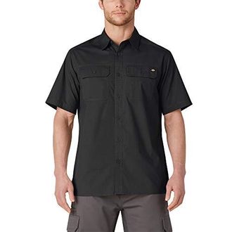 Dickies Homme, T-SHIRT MANCHES COURTES FLEX EN TISSU ANTID&Eacute;CHIRURE COUPE D&Eacute;CONTRACT&Eacute;, NOIR RINC&Eacute;, XL