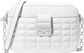 Michael Kors Sac bandouli&egrave;re cuir matelass&eacute; Tribeca Blanc-Optique