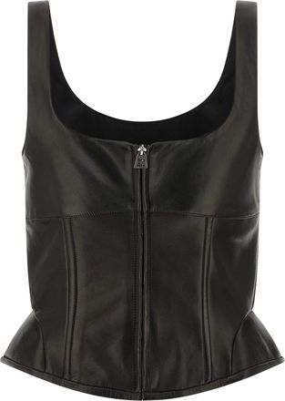 Ermanno Scervino Leather Bustier Bodysuit - Black
