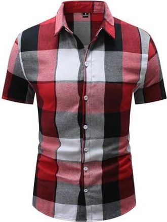 Generic Chemise en flanelle &agrave; manches courtes pour homme - Style classique - Boutonn&eacute;e - Avec poches - Style vintage - Pour le travail et, multicolore, L