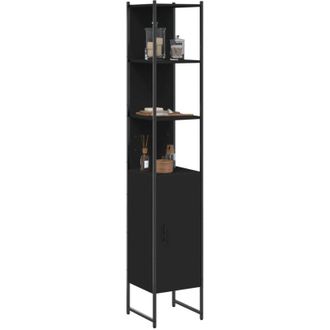 vidaXL Vidaxl - Armoire de salle de bain noir 33x33x185,5 cm bois ding&eacute;nierie