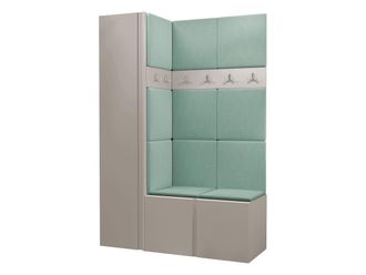 Mirjan24 Garderoben-Set Monati IX, Kleiderschrank, Schuhschrank mit 6 F&auml;cher, 2X Kleiderhakenbrett, Gepolstertes Paneel/Wandpaneel, 8 Doppelhaken, Flurgarderob