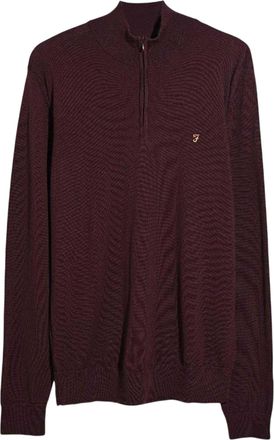 Farah Pullover Top f&uuml;r Herren, Rei&szlig;verschluss (Burgunderrot)