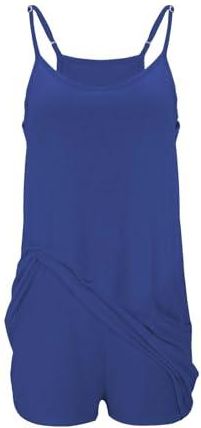 Generic Salopette extensible &agrave; bretelles spaghetti pour femme - Combinaison de travail courte pour femme - Taille 42 - Combinaison de sortie - Combinaison tai