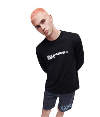Karl Lagerfeld Karl Lagerfeld Jeans, Herren, Regular Long Sleeve Essential Logo T-Shirt, Normale Passform, Schwarz, S
