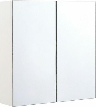 Beliani Beliani - Bad Spiegelschrank Weiß Sperrplatte 1 türig 60 x 60 cm mit Fächern Wandeinbau Modern Trendy Badezimmer Möbel