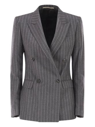 Tagliatore veste crois&eacute;e &agrave; fines rayures - Gris