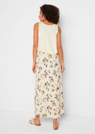 Bonprix Maxikleid figurumspielende Passform, modische Lagenoptik, zeitloser Blumendruck