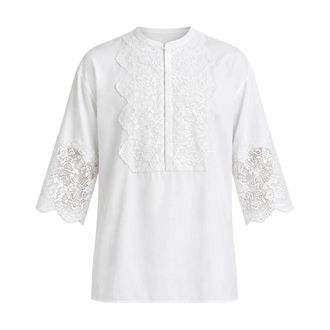 Dolce & Gabbana Hemd mit Spitze - - Shirts - Herren - Wei&szlig; - M