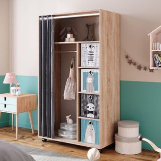 Vicco Kleiderschrank Doros, Sonoma, 100 x 168 cm offen, mit Rollen