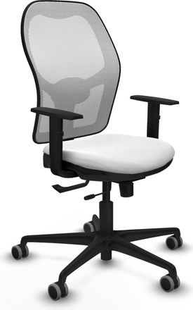 Piqueras y Crespo Schreibtischstuhl mit 1D-Armen, h&ouml;henverstellbare Lendenwirbelst&uuml;tze, ausgestattet mit Syncro/Traslack und Schaumstoff, Wei&szlig; / Wei&szlig;