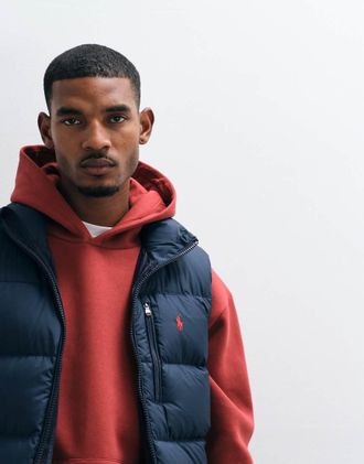 Polo Ralph Lauren gilet matelass&eacute; en duvet isolant Gorham avec logo icon en bleu marine