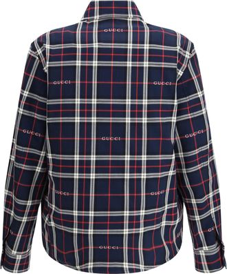 Gucci Padded Tartan Cotton Jacquard Shirt - Blue