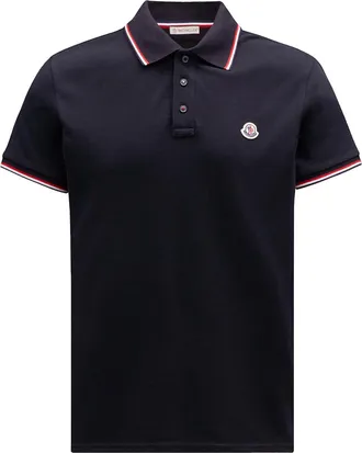 Moncler Moncler Tricolour-trimmed Cotton Piquet Polo Shirt, Men, Blue, Size: 3xl