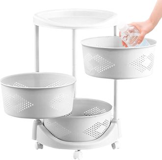 Generic Drehbares Lagerregal, rollender Aufbewahrungswagen mit Regalen, mehrschichtiger -Organizer für Obst und, mobiler Aufbewahrungsbehälter für Küche, Wohn