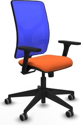 Piqueras y Crespo B&uuml;rostuhl, drehbar, ohne Rollen, mit 3D-Armlehnen, h&ouml;henverstellbare Lendenwirbelst&uuml;tze, ausgestattet mit 3 Positionen und Schneideschaum, Blau/Orange