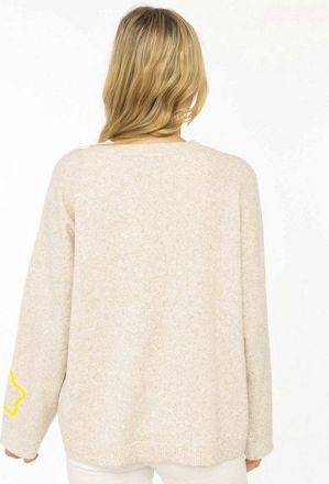 Zwillingsherz Strickpullover Happy Patch mit bunten, kontrastreichen Motiven, Rundhals, oversize