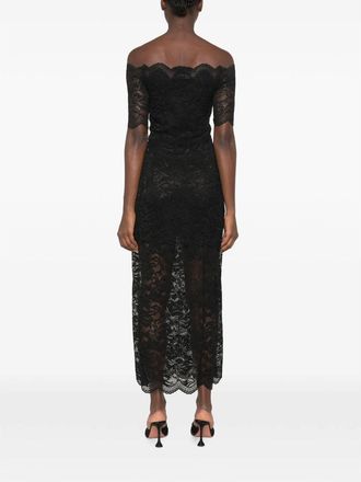Paco Rabanne Off-Shoulder Lace Dress - Black