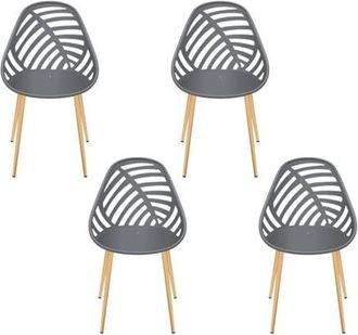 The Home Deco Factory HDO0335, Set mit 4 grauen Alameda-Stühlen, Möbel, Gartenmöbel, Außensitz, 52,3 x 83,4 x 53,3 cm, Sitzhöhe 45 cm, Grau