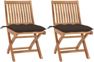 vidaXL Vidaxl - Chaises de jardin lot de 2 et coussins taupe Bois teck massif