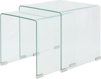 vidaXL Vidaxl - Ensemble de tables gigognes 2 Pi&egrave;ces Verre tremp&eacute; Transparent