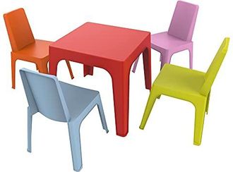 Resol Kinder Julieta Set von 4 St&uuml;hle und 1 Tisch, Kunststoff, Polypropylen, Mehrfarbig, 60 x 51 x 78 cm, 5 St&uuml;ck