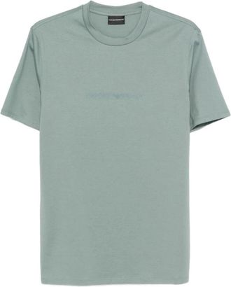 Emporio Armani T-Shirt mit Rundhalsausschnitt und tonalem Logo - - Tops - Herren - Gr&uuml;n - S