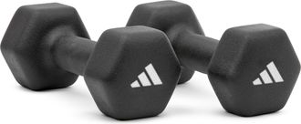 adidas Hexagon-Hantel-Set, 5 kg, Neopren-Beschichtung mit Gusseisenkern, Schwarz
