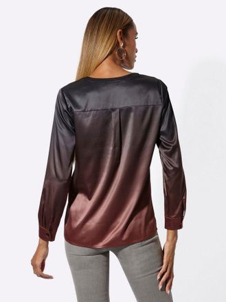 Cr&eacute;ation L Klassische Bluse Satin-Bluse Langarm