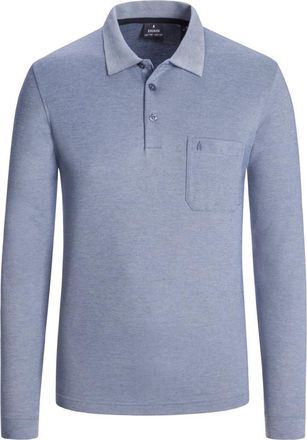 Ragman Soft Knit Langarm-Poloshirt mit Brusttasche und Logo-Stickerei in