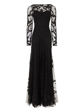 Temperley London robe en tulle Francine Tattoo &agrave; fleurs brod&eacute;es - Noir