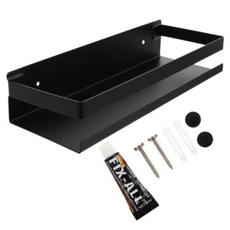 Artibetter Edelstahl Wandregal Schwarz ohne Bohren Wandmontiertes Badregal mit Hohem Rand Platzsparend f&uuml;r Shampoo Rasierer Seife und Kosmetik Langlebiges K&uuml;chen