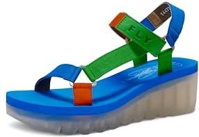 FLY London Femme YEFA726FLY Sandal, Pistachio/Multicolor/AZURRE, 38 EU
