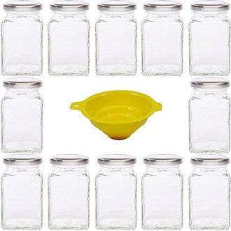 mikken Art 12 x Einmachglas 260 ml mit PVC freiem Schraubverschluss inkl. Einmachtrichter