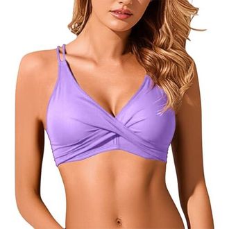 Generic Maillot de bain grande taille pour femme - Maillot de bain d&eacute;t&eacute; avec monokini &agrave; lani&egrave;res et short de bain - Maillot de bain de plage confortable, lila