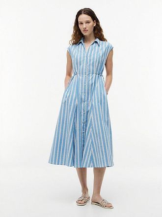 Tommy Hilfiger Robe chemise midi &agrave; mancherons et d&eacute;tail nou&eacute;
