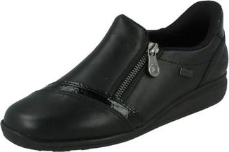 Rieker Chaussures &agrave; talons en cuir extra larges pour femme - R&eacute;sistantes &agrave; leau - 47264, Noir, 6.5 UK X-Wide