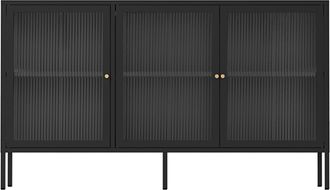 Oviala Moderne Anrichte mit 3 Türen, Länge 140 cm, aus Metall, Schwarz