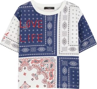 Max Mara Femme, Tops, Multicolore, Taille: 36 FR T-shirt Bleu en Coton Modèle Acline