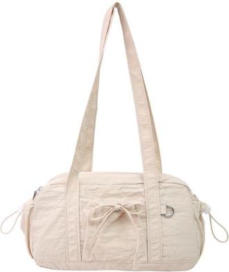 Generic Sac &agrave; bandouli&egrave;re en nylon pour femme - Grande capacit&eacute; - Design &eacute;l&eacute;gant et d&eacute;contract&eacute; avec d&eacute;tails en noeud pour le shopping et les loisirs, beige, 