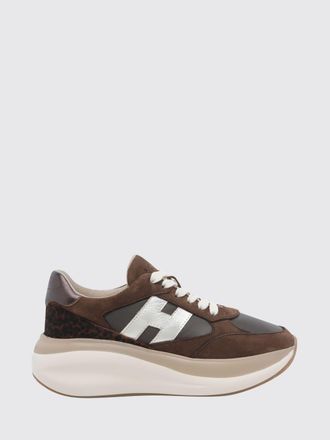 Hogan Baskets Maxi I Active en nubuck et cuir effet poulain avec semelle plateforme