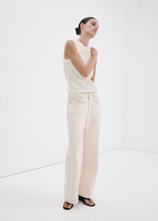 Mango Top maille ajour&eacute;e &eacute;cru - Femme - XXS - MANGO