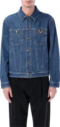 Valentino Garavani Homme, Vestes, Bleu, Taille: XL Veste en jean avec VGold
