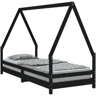 vidaXL Kinderbett Schwarz 90x200 cm Massivholz Kiefer vidaXL