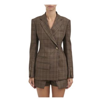 Dondup Giacca in Principe di Galles - Femme - Vestes - Brun - Taille: 40 FR