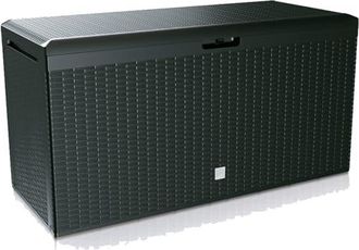 Prosperplast Aufbewahrungsbox Rato Plus Gartenbox 290 L - in Rattan-Optik, mit Deckel, wetterbest&auml;ndiger Kunststoff, f&uuml;r Kissen, Spielzeug & Gartenzubeh&ouml;r, Balkon 